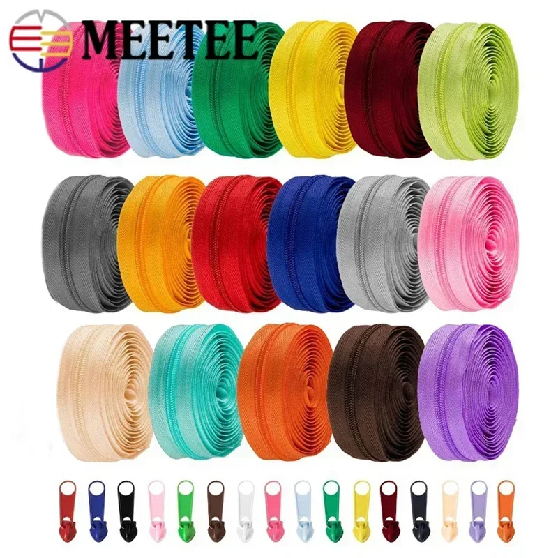 5/10M 3# 5# Rainbow Nylon Zipper Tape With Zippers Pull Slider ...