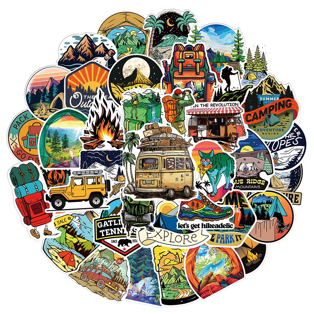 10/30/50/100pcs Outdoor Hiking Camping Stickers Cartoon Decal ...