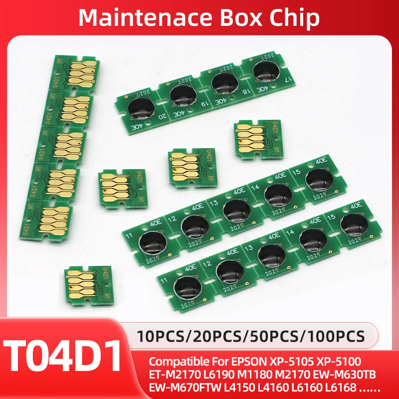10/20/50/100PCS T04D1 Chip para Caixa de Manutenção de Tinta Residual ...