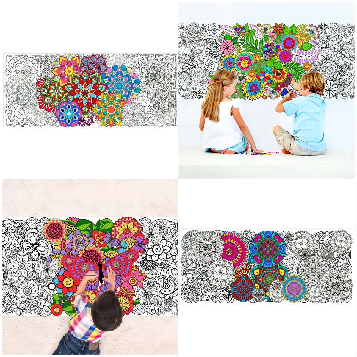 Jumbo Mandala Coloring Poster DIY Fill in Giant Flower Animal Butterfly ...