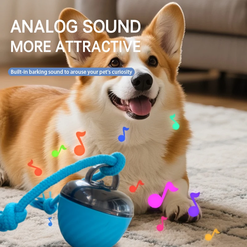 Smart Dog Toy Ball Electronic Interactive Pet Toy Moving Ball Rope USB ...