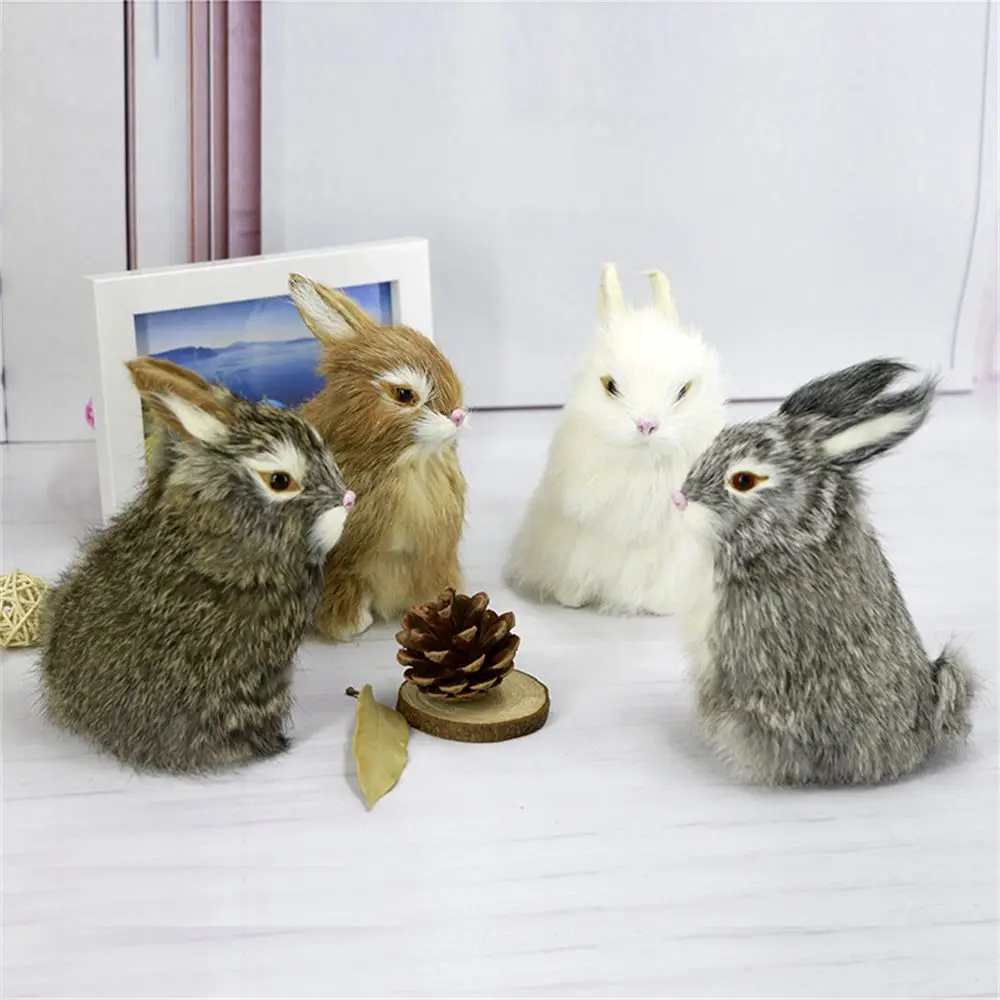 15CM-Mini-Realistic-Cute-White-Plush-Rabbits-Fur-Lifelike-Animal-Easter ...