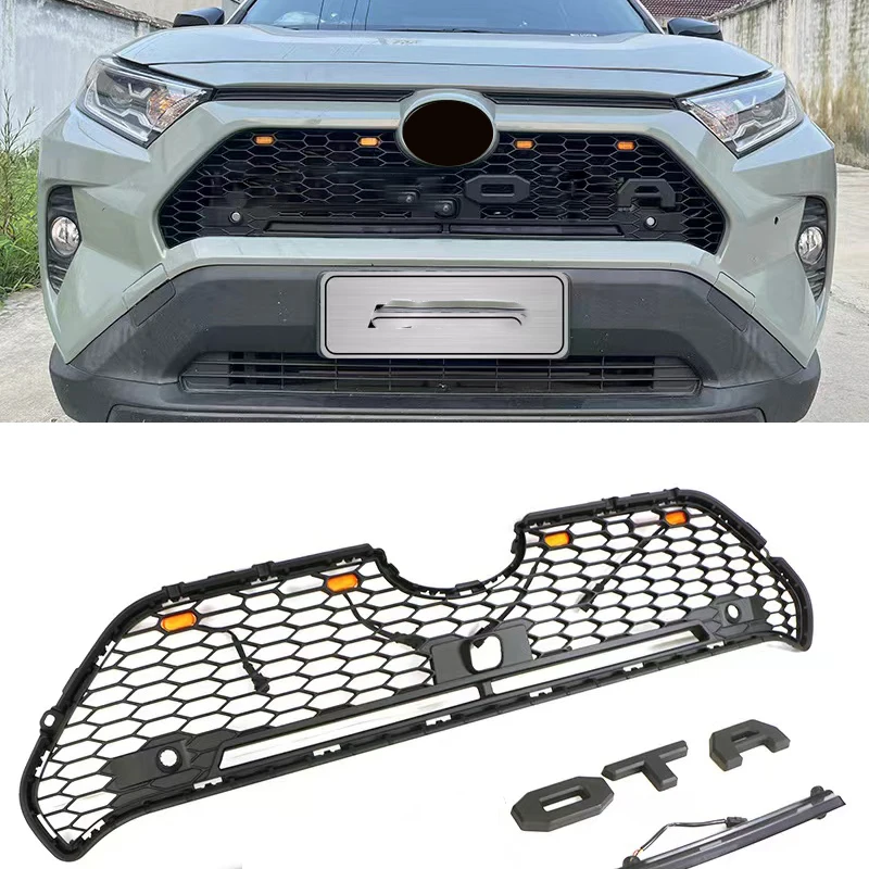Modificado-LED-ABS-negro-coche-delante-de-la-parrilla-para-Toyota-RAV4 ...