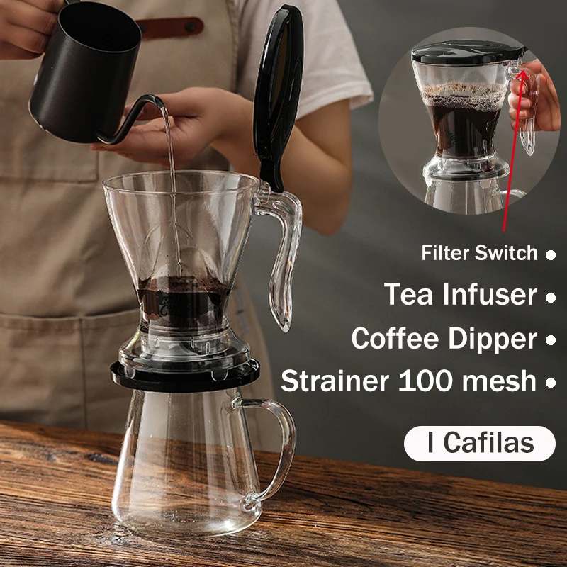 600ml Pour Over Coffee Dripper With Switch,Tea Infuser for Loose Leaf ...