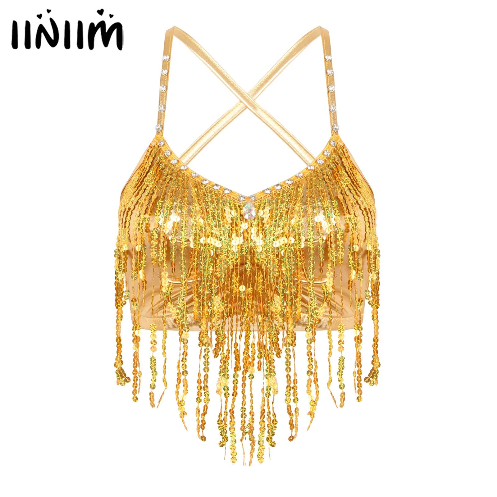 Fringed Tops Rhinestones | Belly Dance Sequin Top | Belly Dance Vest ...
