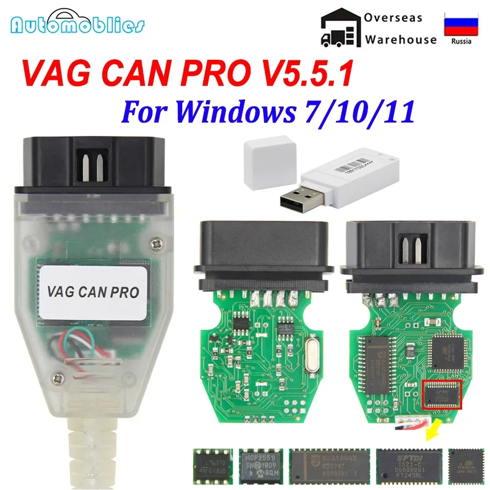 New VAG CAN PRO V5.5.1 with FTDI FT245RL VCP OBD2 Diagnostic Interface ...