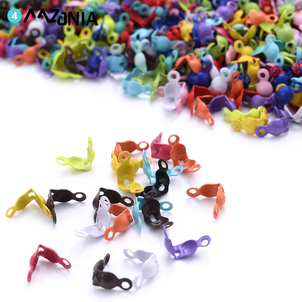 100pcs-4x8mm-Multicolor-Clasp-Fitting-Metal-End-Crimps-Beads-Connector ...