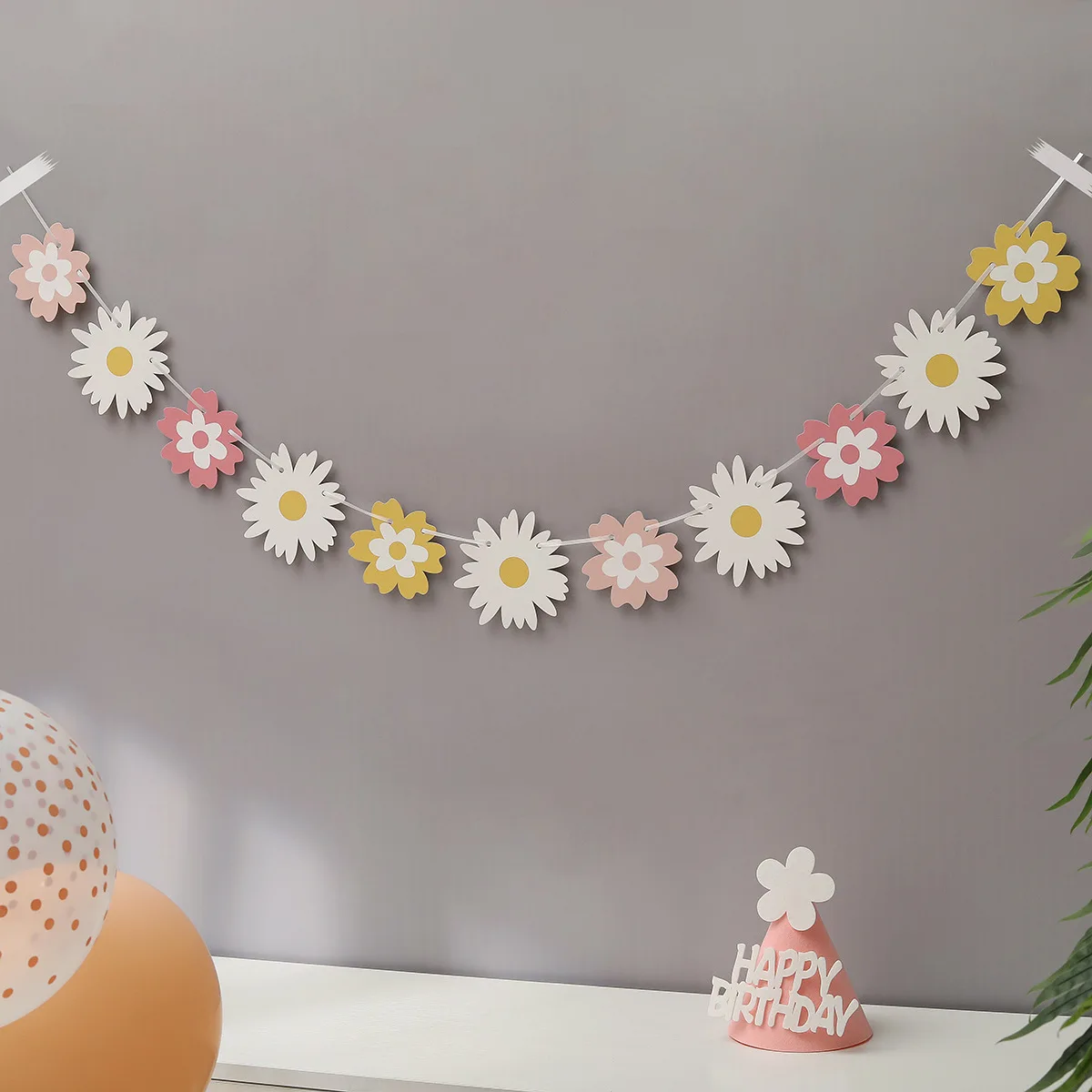 White Daisies Latte Flowers Chrysanthemum Banners Birthday Decorations ...