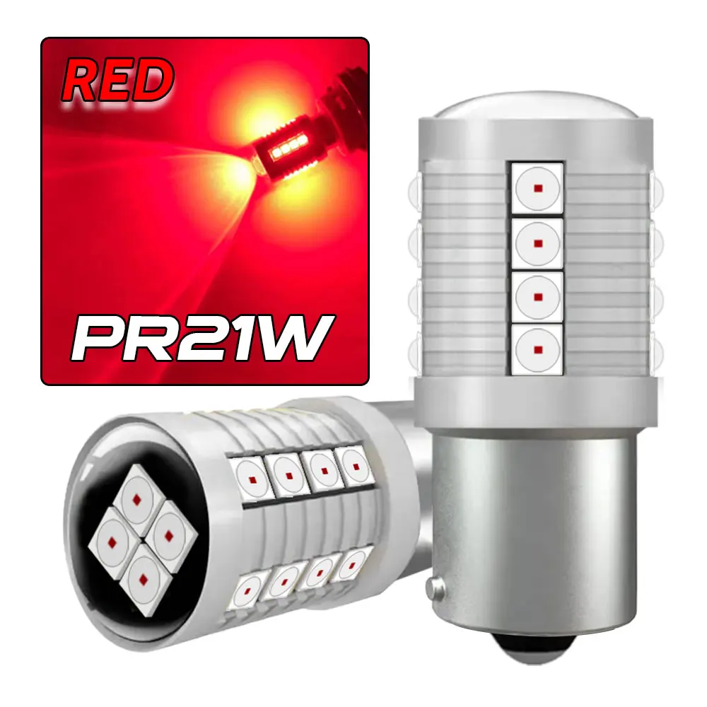 2PCS-Super-Bright-1800LM-RED-BAW15s-PR21W-LED-Bulb-with-Projector-Lens ...