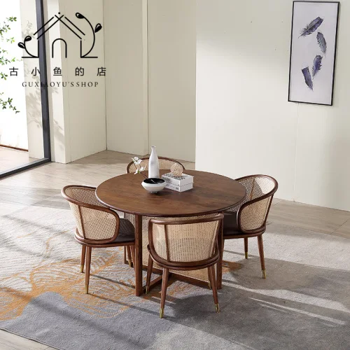 Unique Round Rattan Japanese Style Dining Table