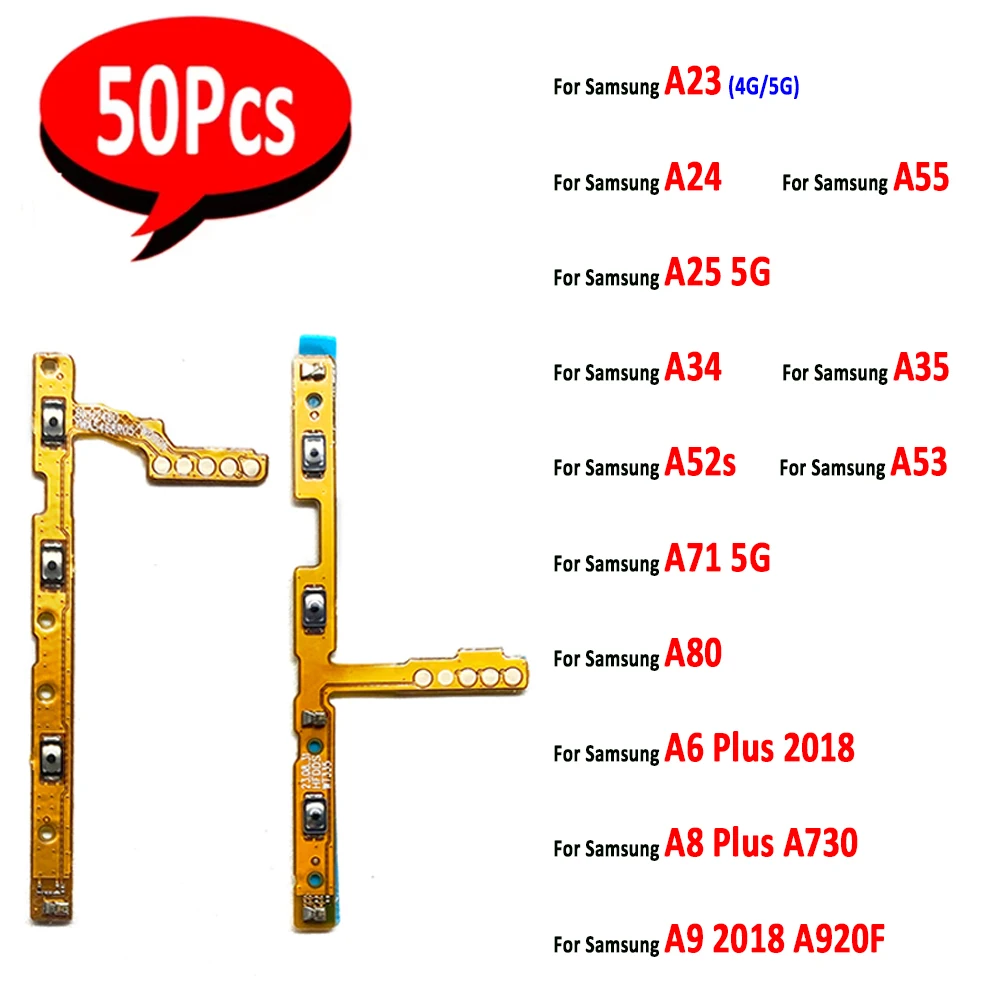 50Pcs，Power On Off Volume Side Button Key Flex Cable Replacement For ...