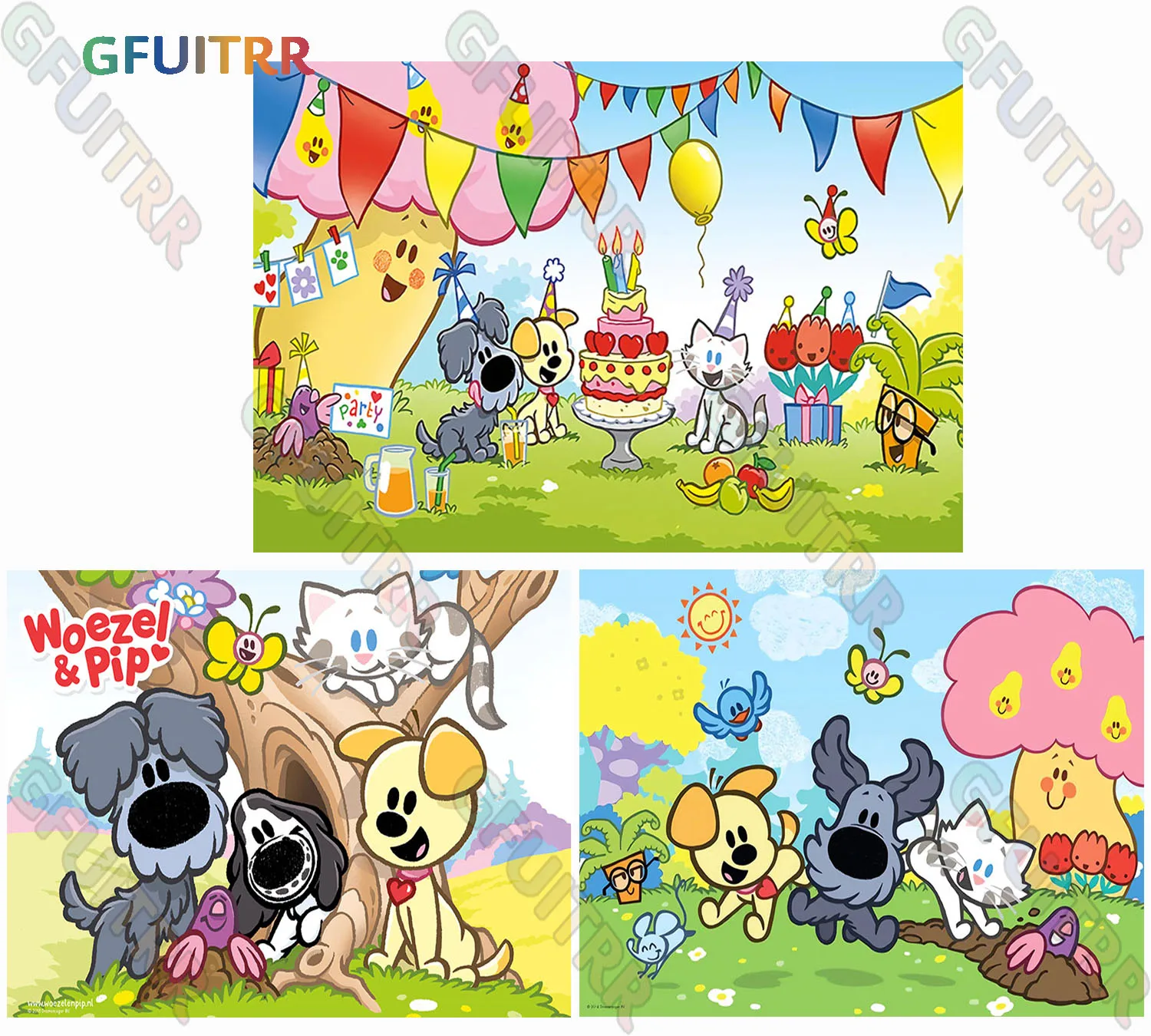 GFUITRR Woezel and Pip Photography Backdrop Kids 1st Birthday ...