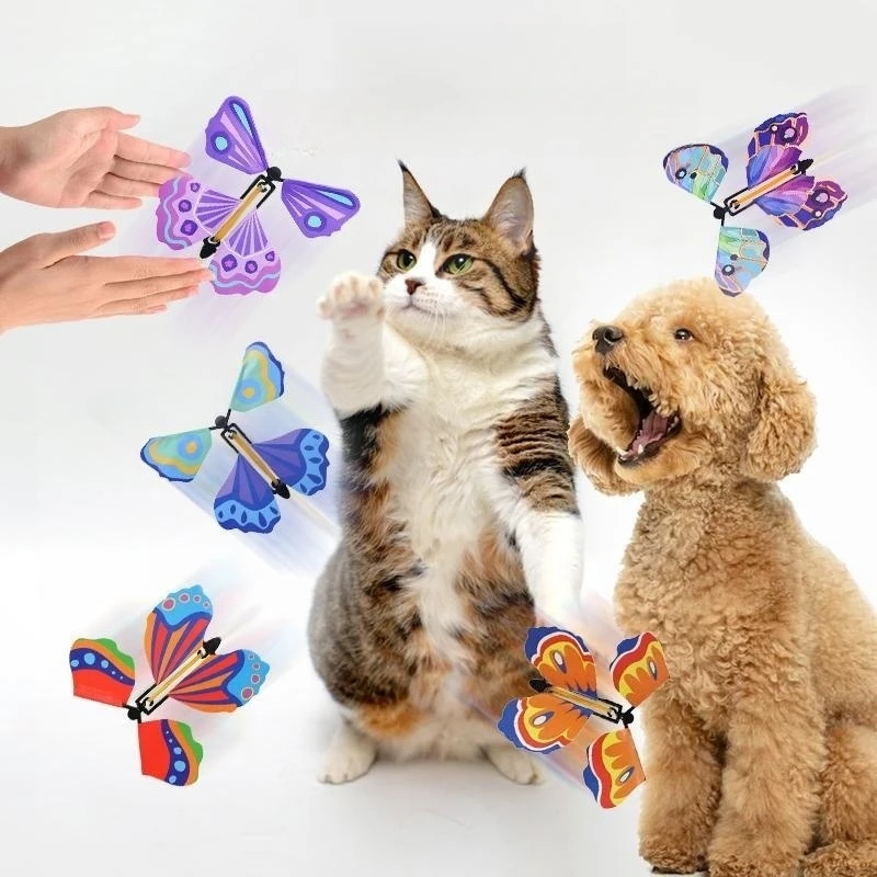 Pet-Toy-Flying-Butterfly-Toy-Wind-Up-Butterfly-Toy-Elastic-Band-Powered ...