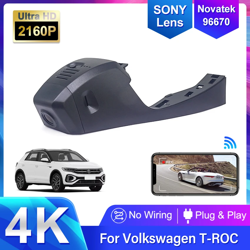 For-VW-Volkswagen-T-Roc-T-Roc-Troc-2017-2022-Plug-and-Play-4K-Dashcam ...