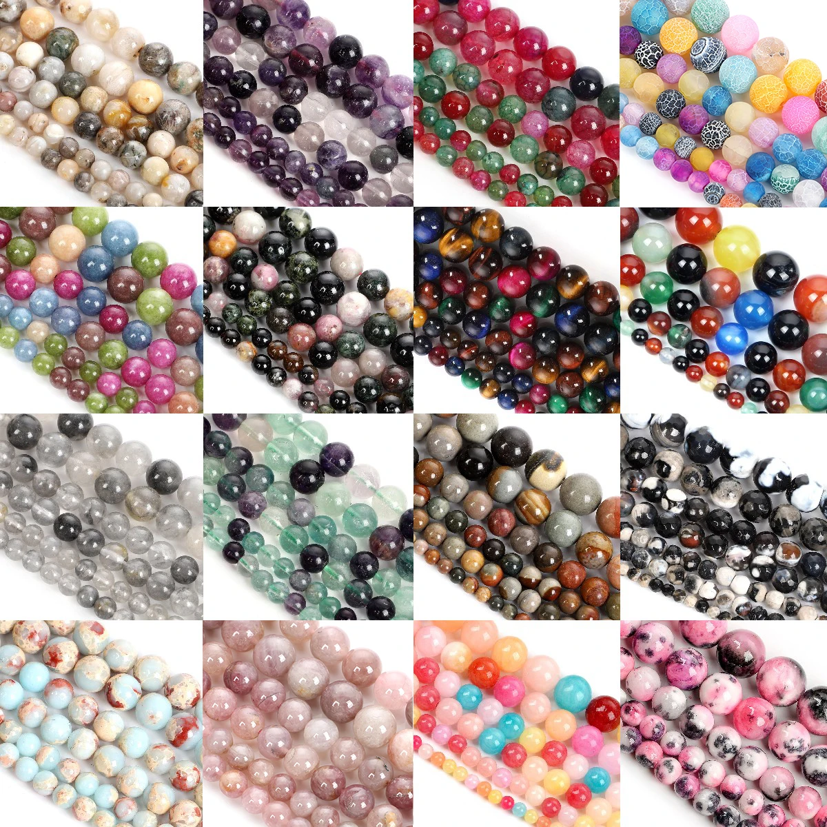 Multicolor-Natural-Stone-Beads-Tourmaline-Tiger-Eye-Agates-Shell-Loose ...