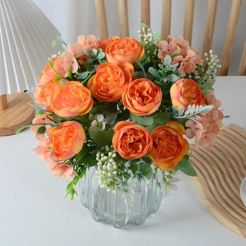 Orange-Artificial-Flowers-Rose-Peony-Artificial-Silk-Flowers-Bouquet ...