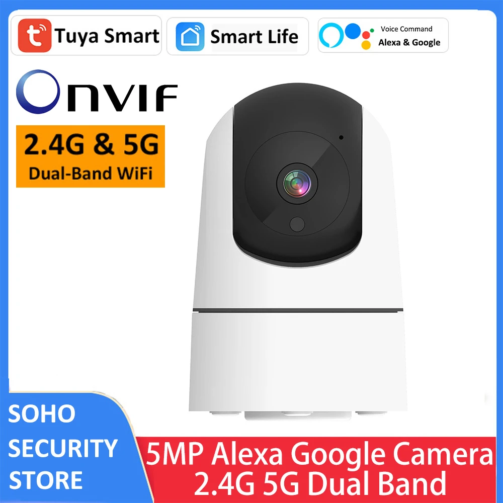 5MP 5G ONVIF Tuya Smart Alexa Google Wireless WiFi Two Way Audio Baby Monitor Auto Tracking IP ...