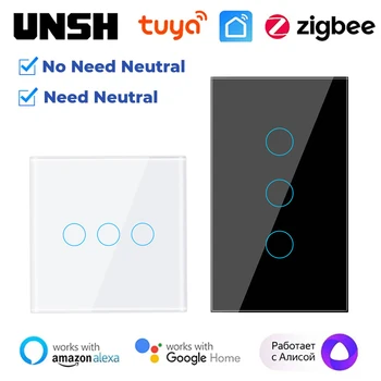 Tuya ZigBee Smart Light Switch 1 2 3 4 gang 2-way Control Touch Wall ...