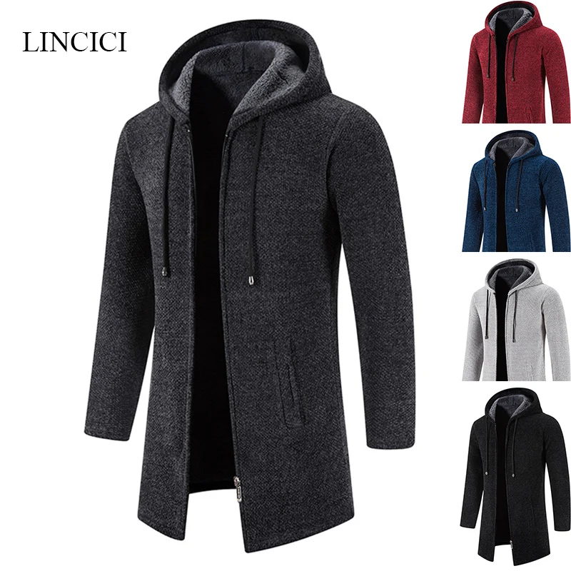Winter-Men-s-Mid-To-Long-Length-Jacket-with-Thick-Fleece-Hooded-Sweater ...