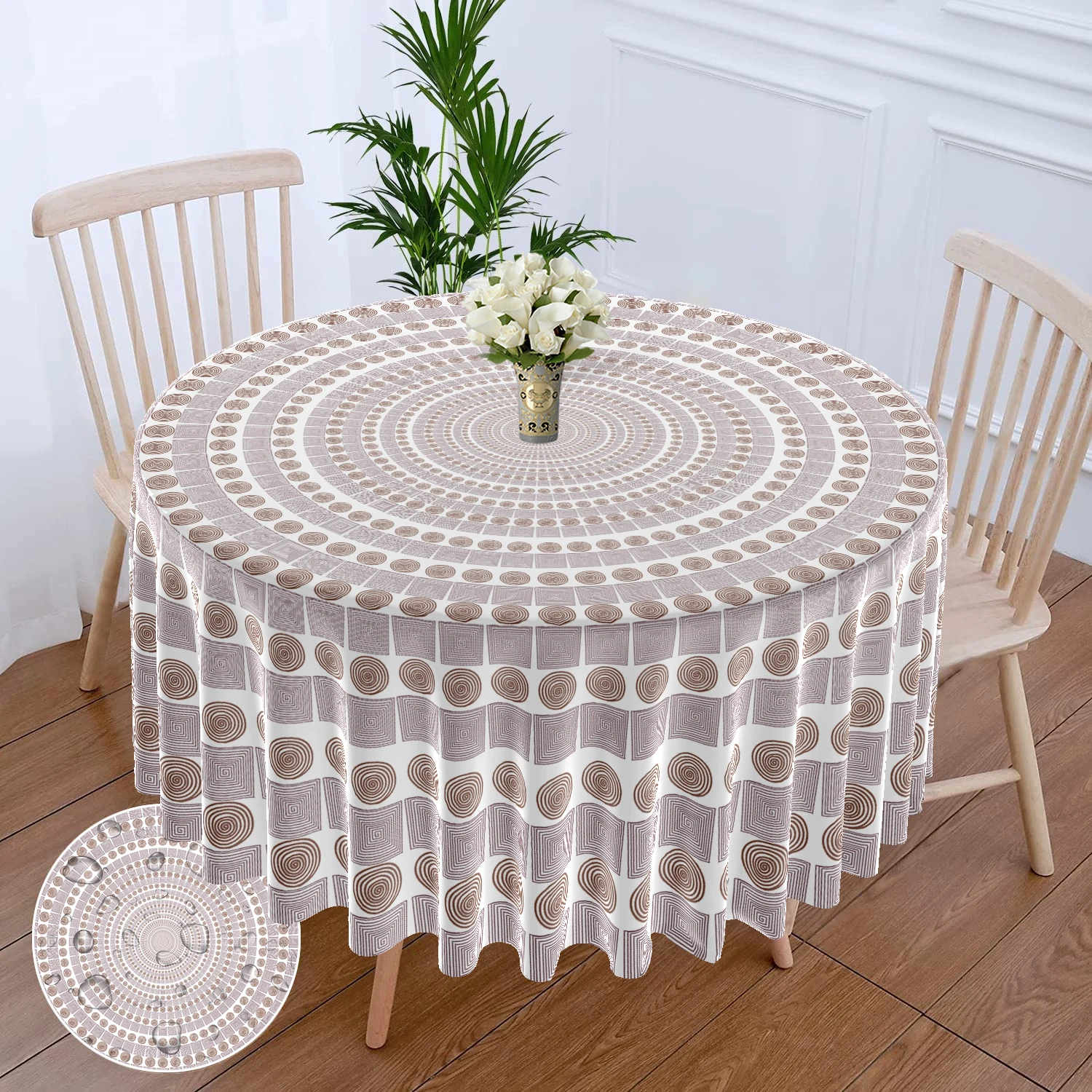 1 Piece Quare Circular Pattern cCircular Tablecloth Geometric Pattern ...