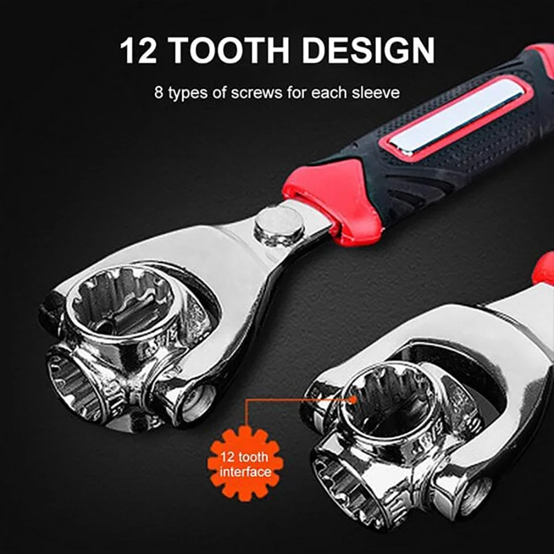 52 in 1 Maintenance Wrench 360 degree Rotation Multi head Household ...