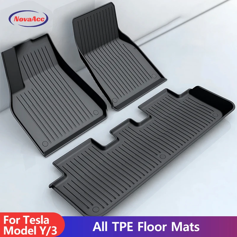 For-Tesla-Model-3-Y-Double-Layer-Removable-TPE-Floor-Mats-Trunk-Mat ...