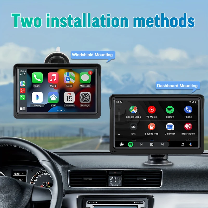 Portable-7-Inch-Car-Radio-Wireless-CarPlay-Android-Auto-HD-Touch-Screen ...