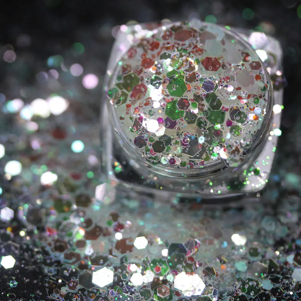 Iridescent White Glitter Powder Mixed Nail Sequins for Nail Face Body ...