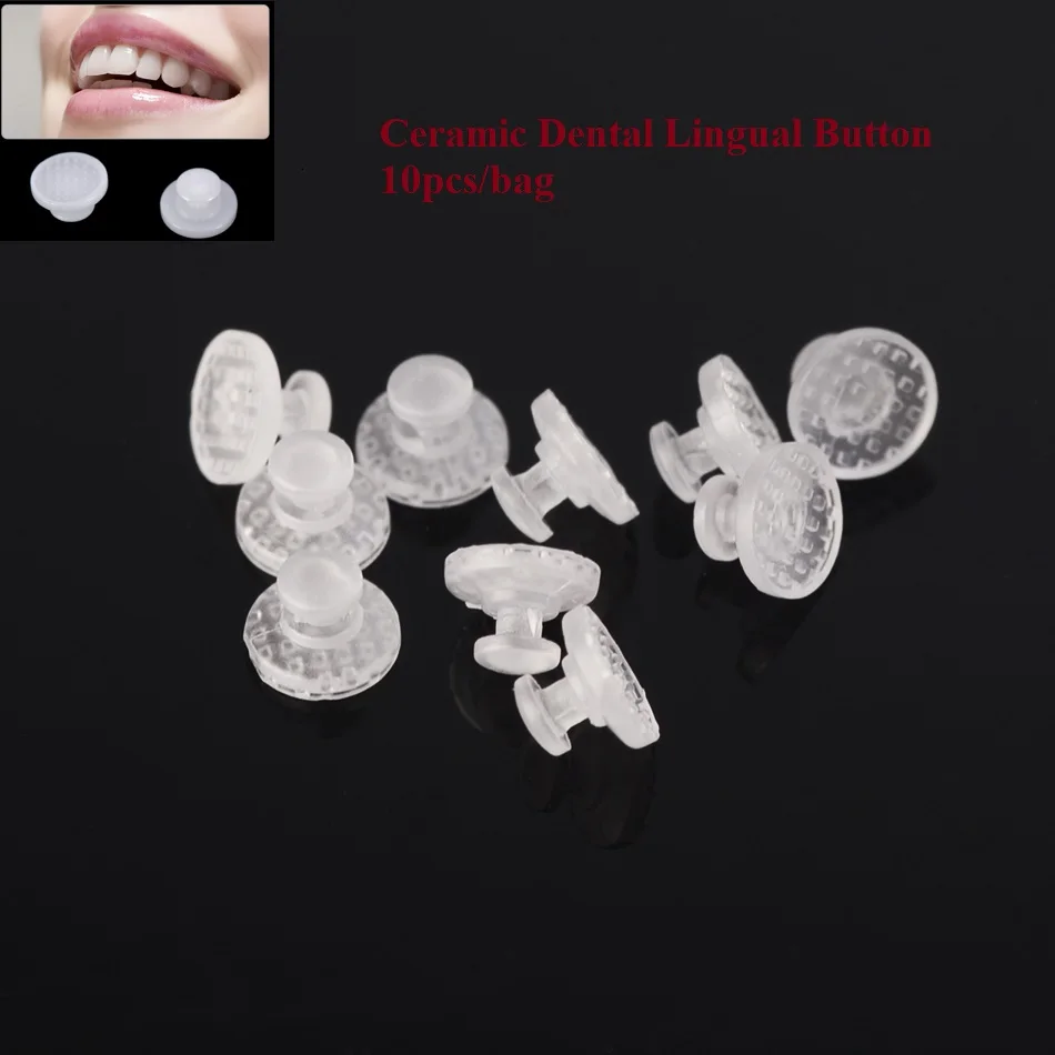 50pcs Transparent Dental Lingual Buttons Mesh Base Ceramic Orthodontic ...