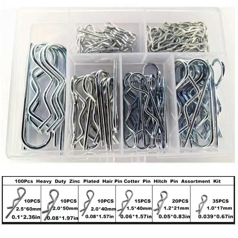100PCS-Cotter-Pins-r-pins-Sturdy-Durable-Alloy-Steel-R-Shaped-Heavy ...