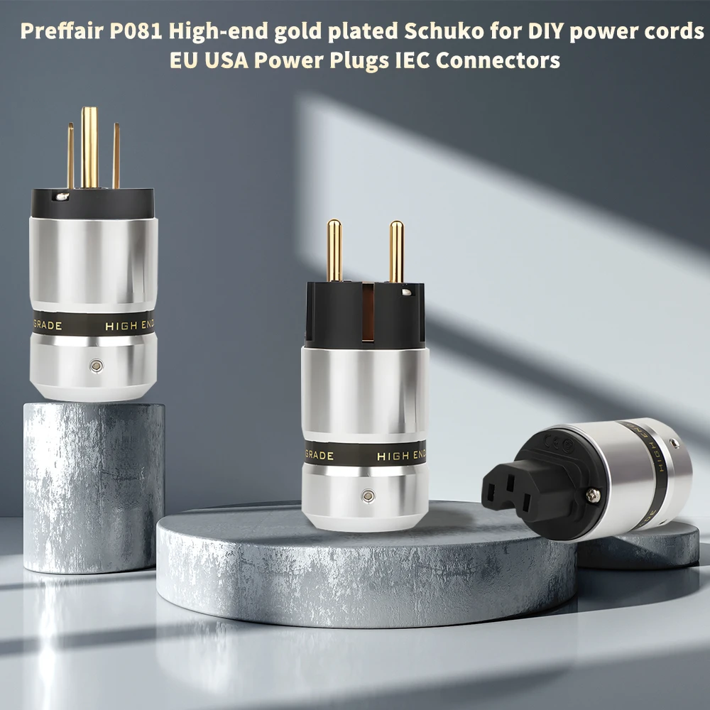 Pair Hi-End Rhodium/Gold/Red Copper Plated US Power Plug Male Plug IEC ...