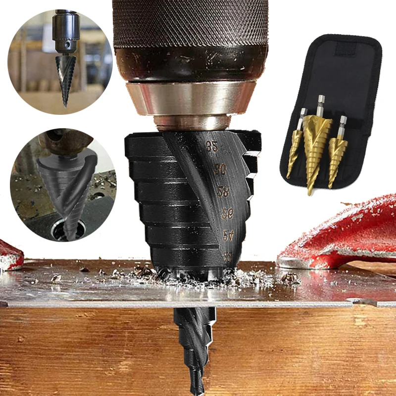 3Pcs-set-3-12mm-4-12mm-4-20mm-HSS-Straight-Groove-Step-Drill-Bit ...