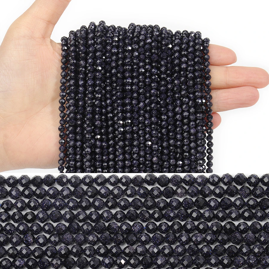 2 3 4mm 15" Natural Small Gem Beads Stone Dark Blue Sandstone Beads ...
