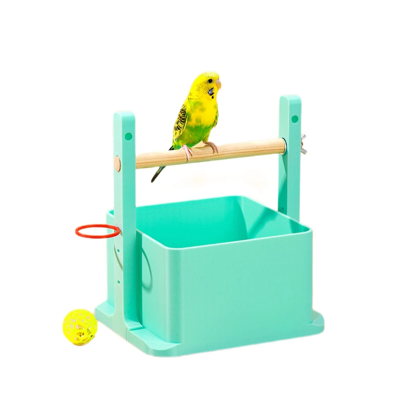 Bird Desktop Shower Perch with Bucket Training Stand Table Bath Perches ...