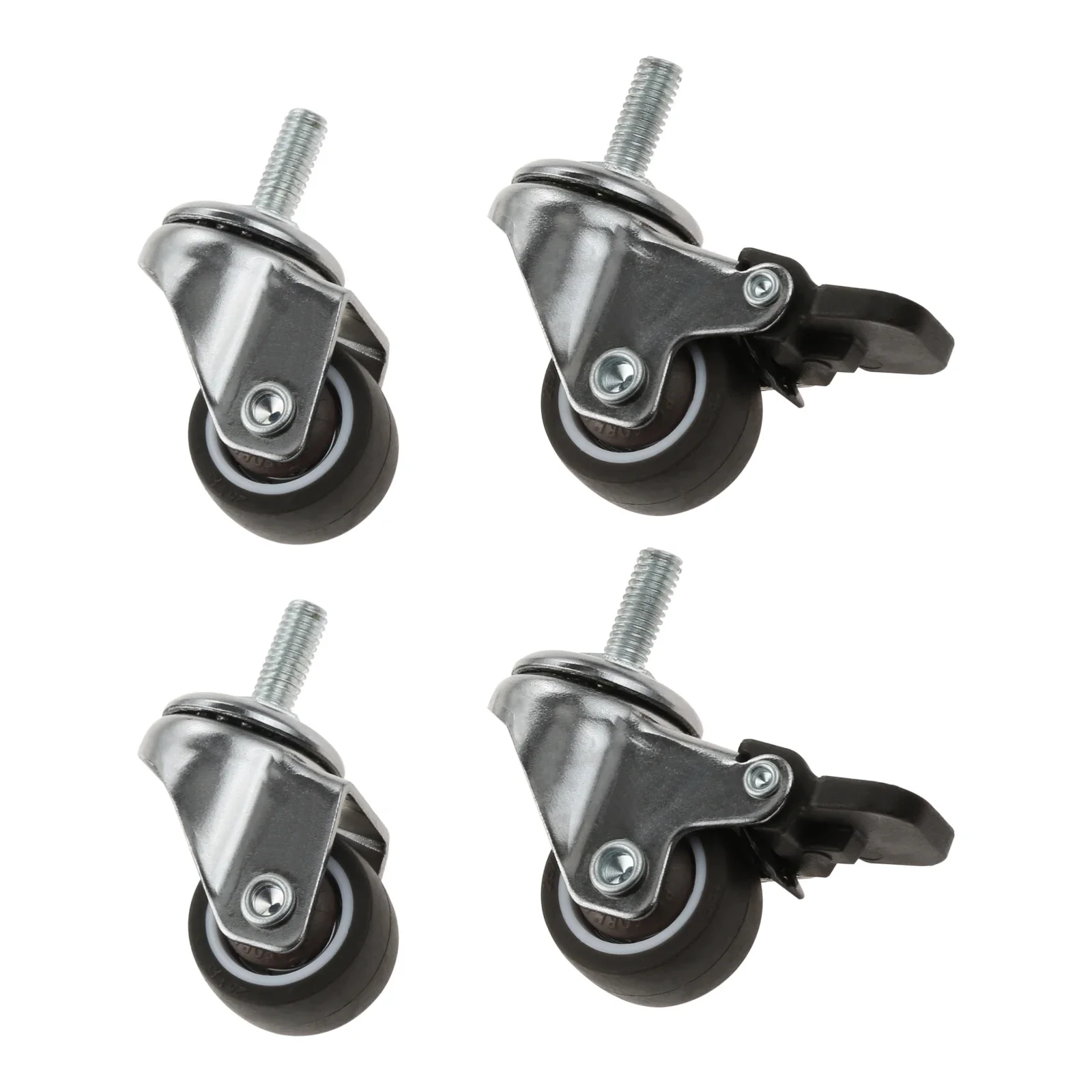 4pcs-M6-Threaded-Stem-Casters-Tiny-Swivel-Wheels-without-with-Brakes ...