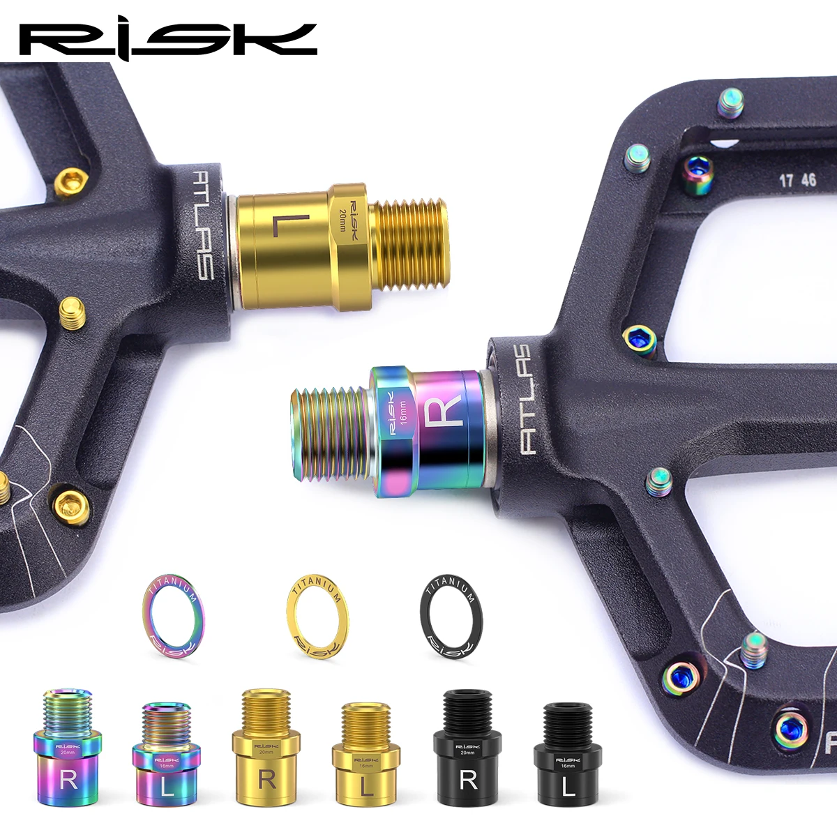 RISK-Bicycle-Pedal-Extension-Axle-MTB-Road-Bike-Lock-Pedal-Flat-Pedal ...