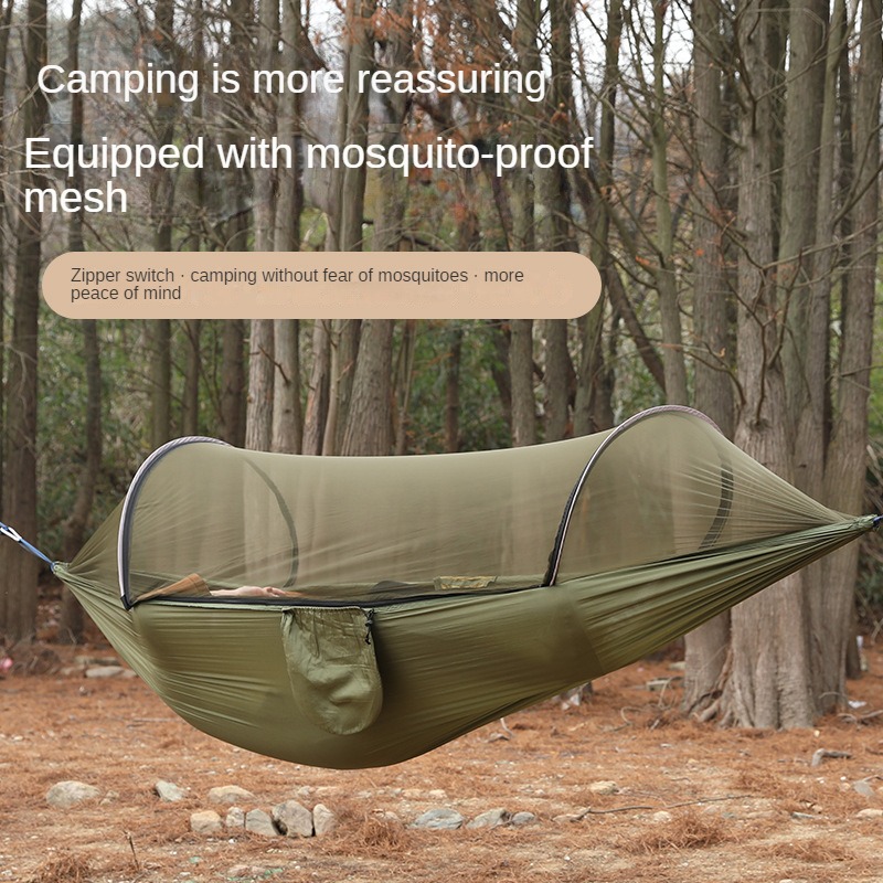 Outdoor Camping Anti Roll Nylon Hammock With Mosquito Net Automatic ...