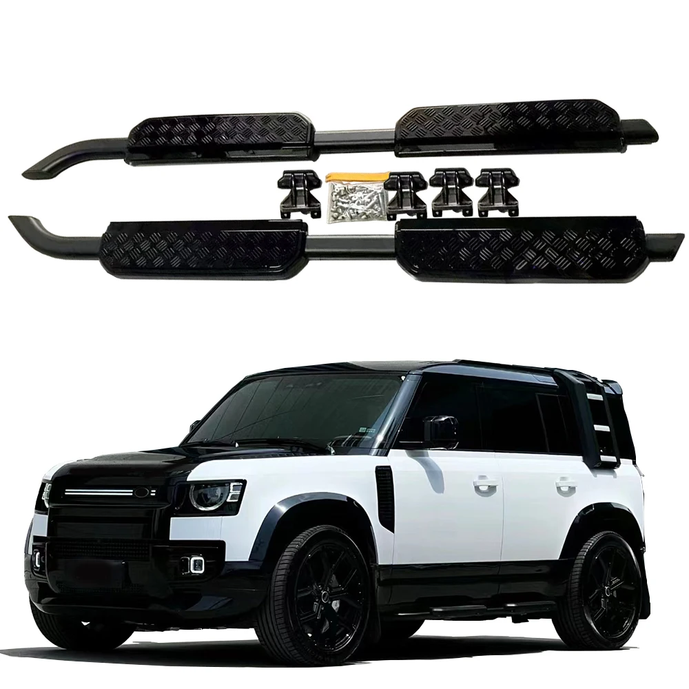 Glossy-black-Running-Boards-Side-Step-Nerf-Bars-Fits-For-Defender-110 ...