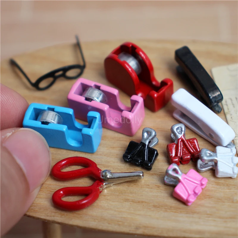 1-12-Scale-Miniature-Dollhouse-Tape-Cutter-Mini-Scissor-Glasses-Model ...