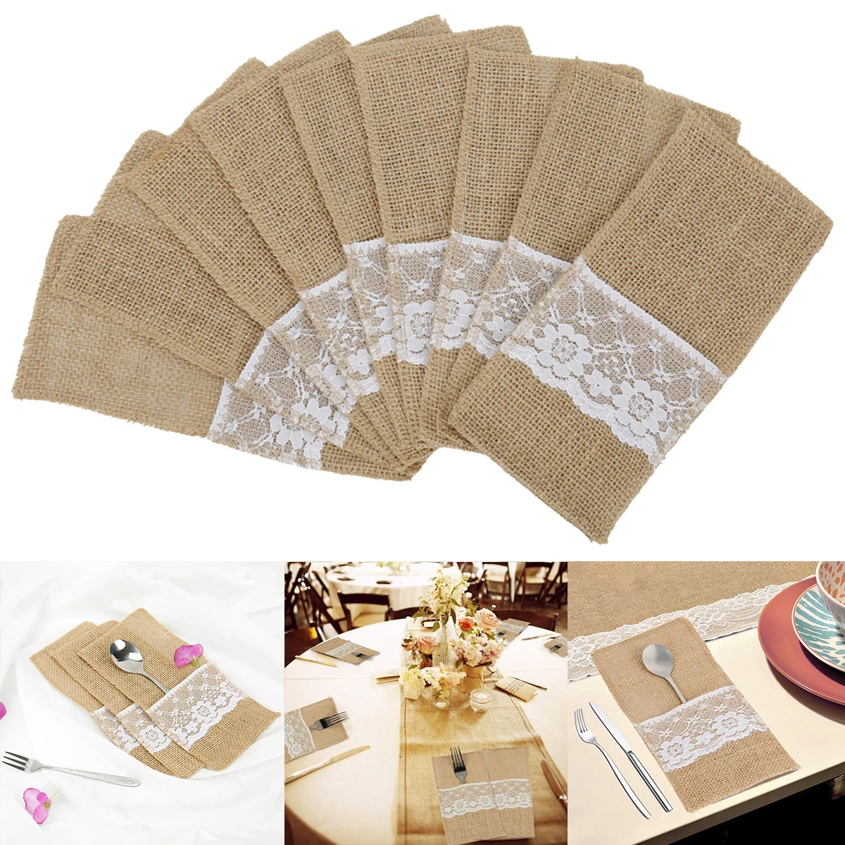 50-100pc-Wedding-Decoration-Cutlery-Bags-Burlap-Lace-Cutlery-Pouch ...