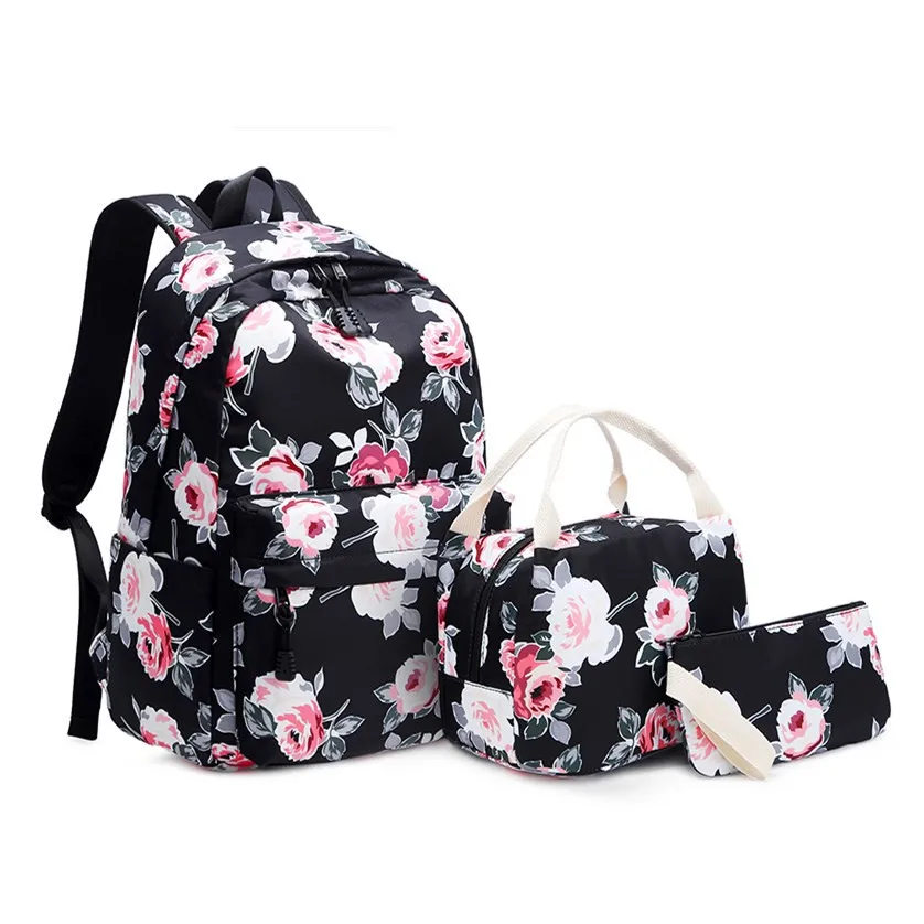 3pcs/set chinese style flower school backpack children floral bookbag ...