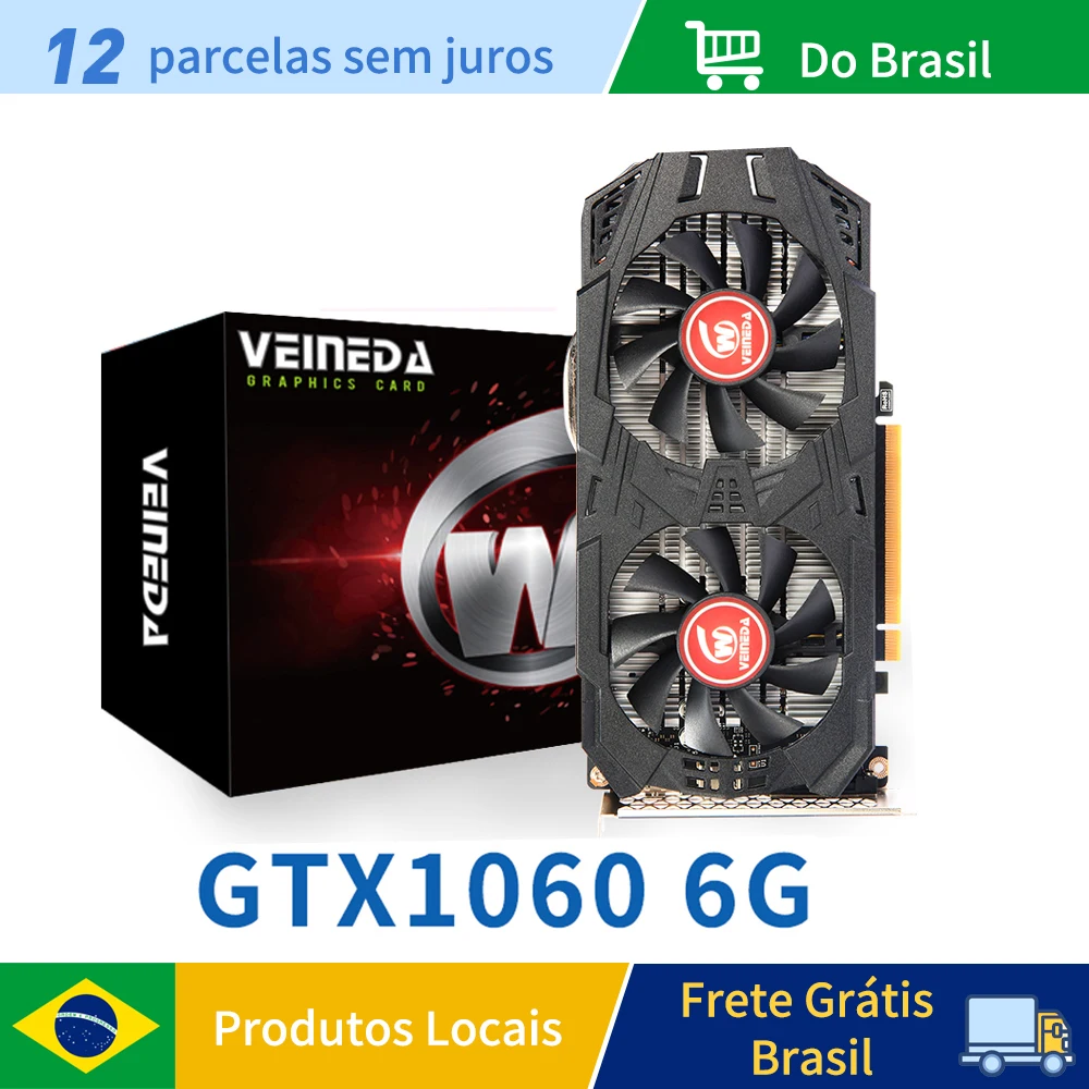 Placa gráfica gtx 1060 de veineda 6gb 192bit gddr5 gpu placa de vídeo para jogos gefore de ...