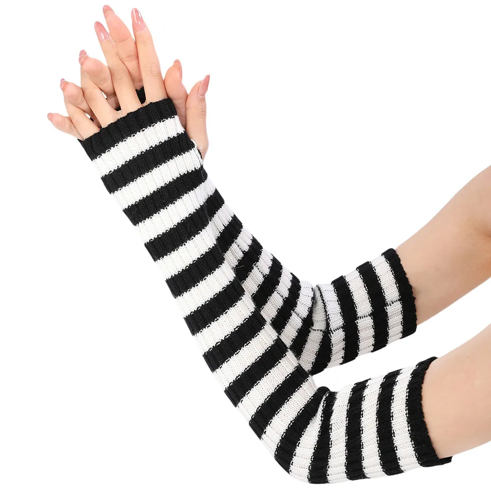 Rainbow Striped Knee High Socks Leg Arm Warmer Fingerless Gloves Set ...