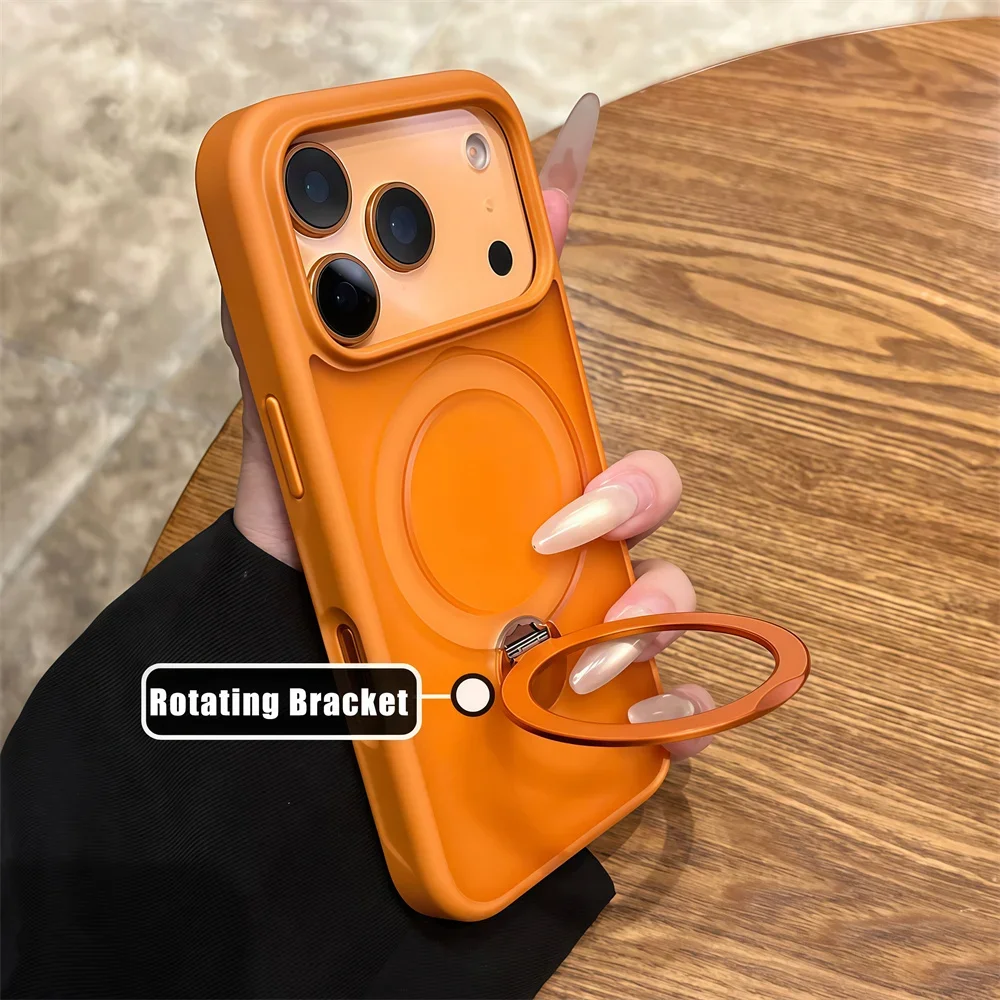 Luxury Matte Translucent Rotating Stand Magnetic Phone Case For iPhone ...