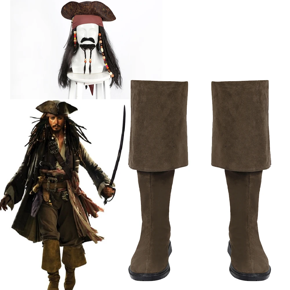 Captain-Jack-Sparrow-Cosplay-Jackie-Wig-Hat-Brown-Boots-Gun-Sword-Men-s ...