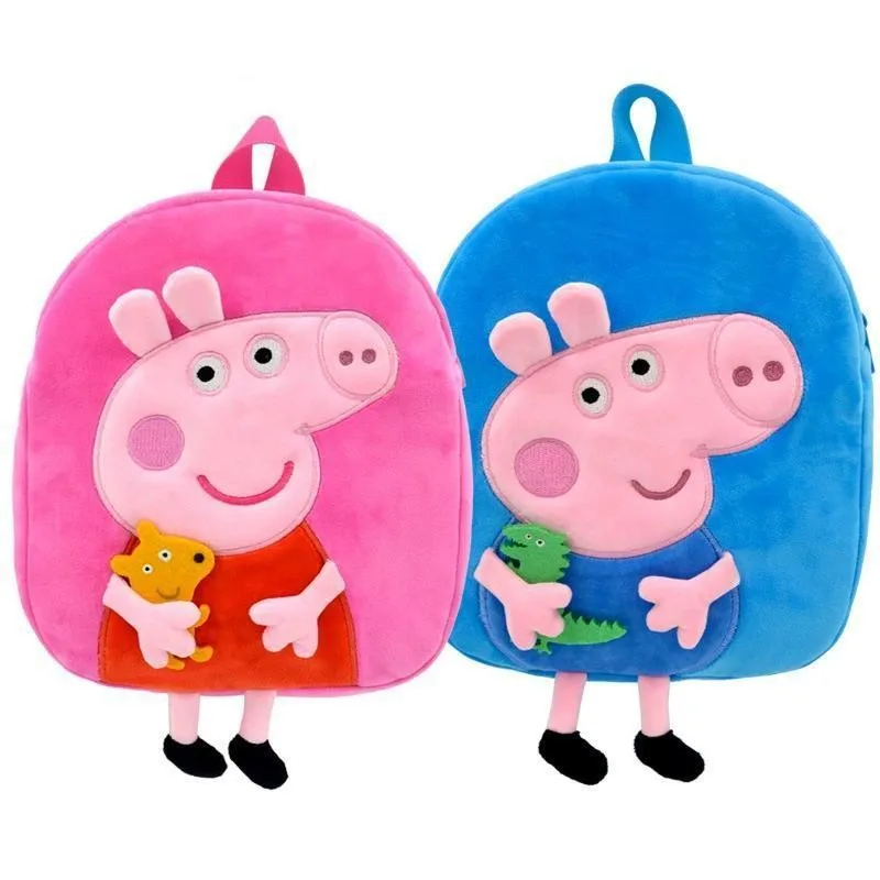 27CM Peppa Pig Plush Backpack George Kindergarten Backpack Cartoon ...