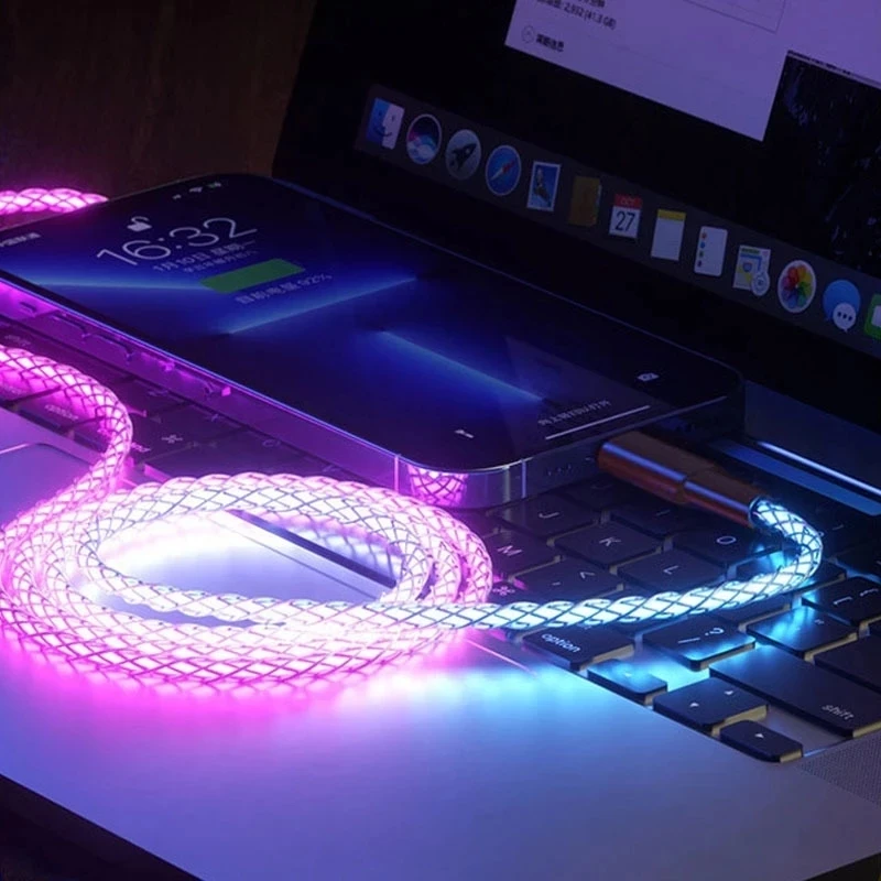Glowing-Cables-Mobile-Phone-Fast-Charging-Cables-LED-Light-Micro-USB ...