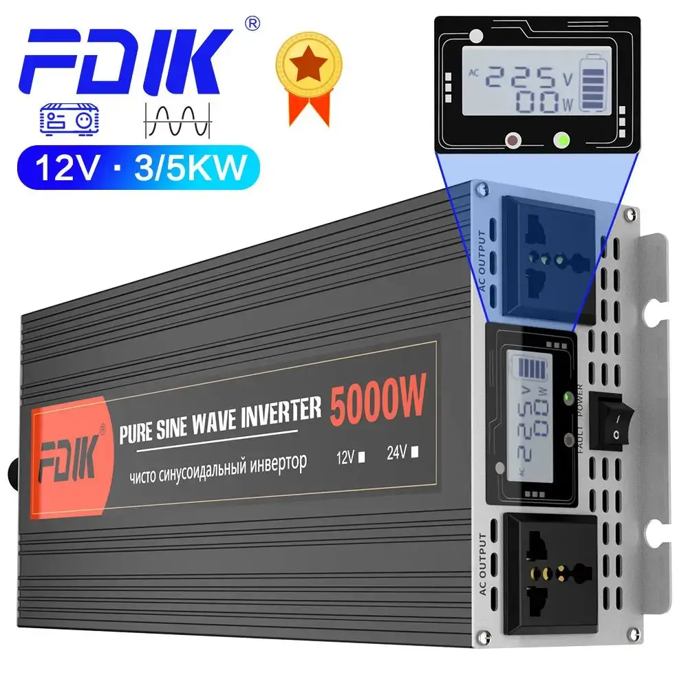 FDIK-DC-12V-to-AC-220V-Inverter-Pure-Sine-Wave-3000W-5000W-LCD-Display ...