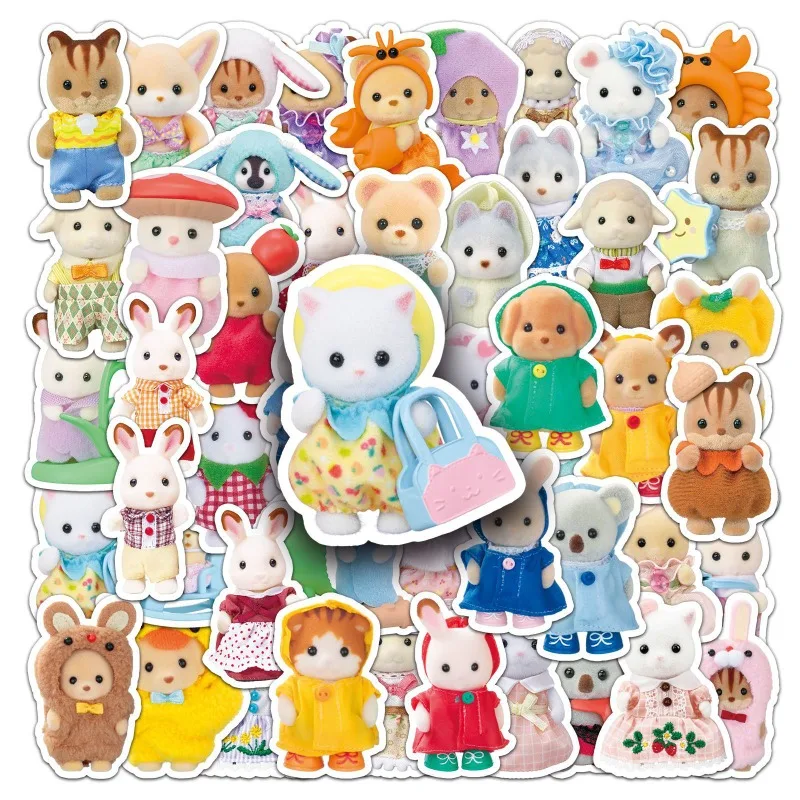 50pcs Sylvanian Families Cartoon Animation Stickers Suitcase Water Cup ...
