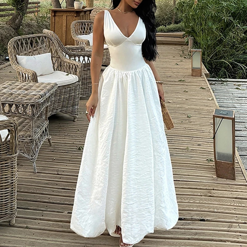 Sexy-Deep-V-High-Waist-Robe-Dress-Women-Casual-Hollow-Sleeveless-Pleated-Banquet-Dress-2024 ...